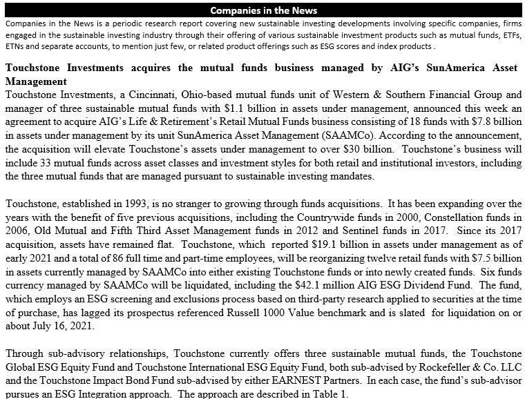 Touchstone acquires mutual funds from AIG's SunAmerica - Sustainable ...